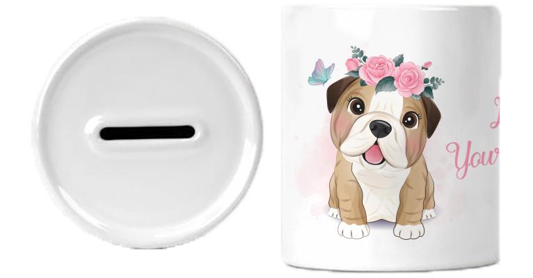 Personalised Floral Bulldog Money Box | Joyfully Made
